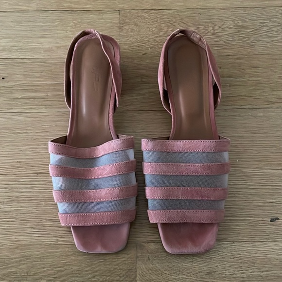 BY FAR | Shoes | By Far Womens Blush Suede Mules Size 4 | Poshmark